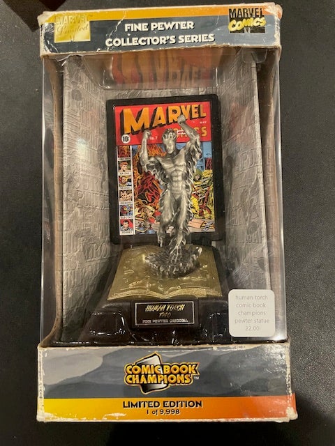 Human Torch Comic Book Champions Pewter Statue | Faraday Toys